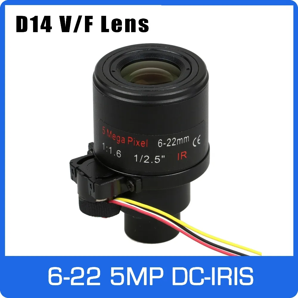 5Megapixel Varifocal CCTV Lens 6 22mm D14 Mount 1/2.5 inch with DC IRIS ...