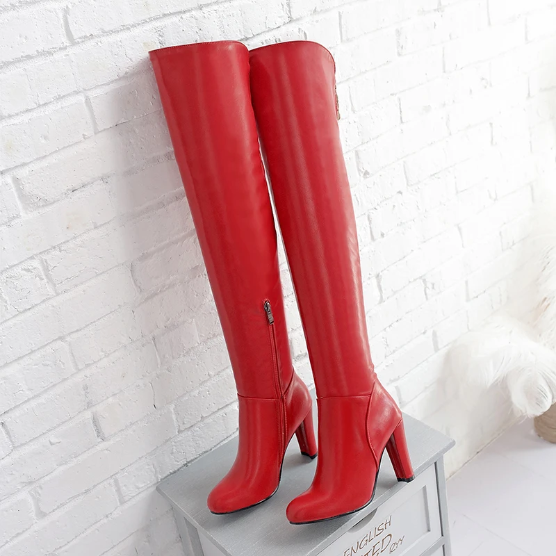 Cuissardes Hautes Noires pour Femmes - SEVENTUM - Talon Noir et Rouge ...