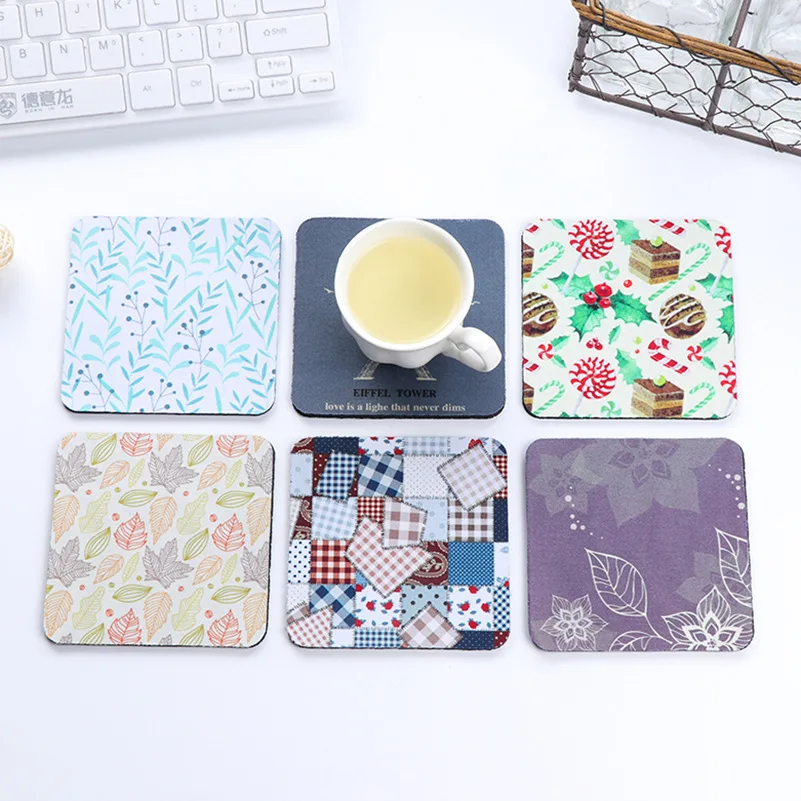 Coaster Square Rubber Illustration Creative Cloth Art Cotton And Linen ...