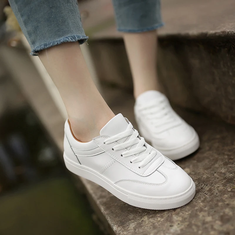 LVABC/женские белые кроссовки из натуральной кожи на плоской подошве ...