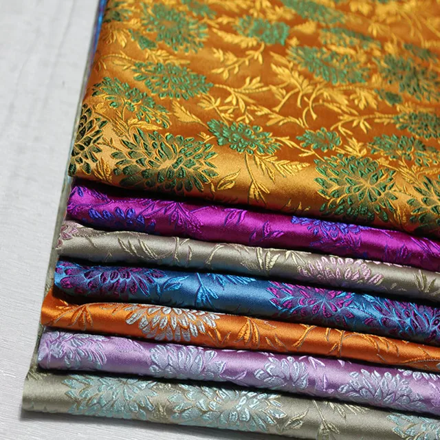 CF383 1Yard 7Colors Florals Brocade Jacquard Chinese Qipao Silk Fabric ...
