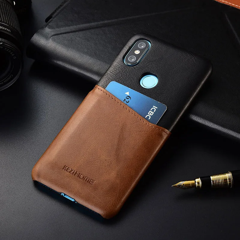 Global Version Xiaomi Redmi Note 6 Pro Case Genuine Leather Back Cover ...