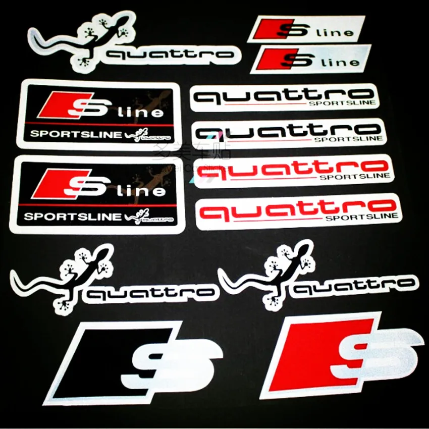 Car Sports Quattro S line Sine Sticker Door Body Decal Logo Styling For ...