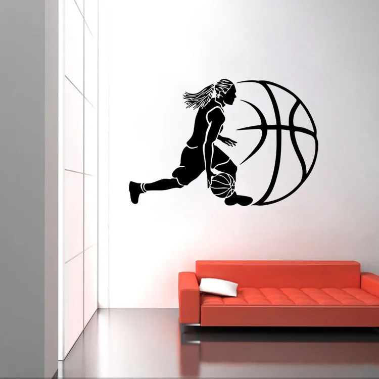Girl Play Basketball Decals Home Decor Wall Stickers For Kids Room ...
