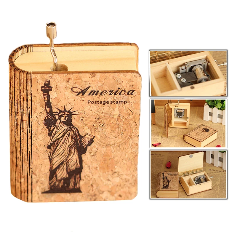 Wooden Music Box Hand Crank Music Box Boutique Creative Christmas ...