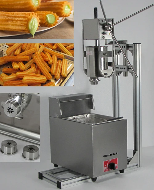 3L Capacity Commerical churros maker machine with 6L Gas Deep Fryer and ...