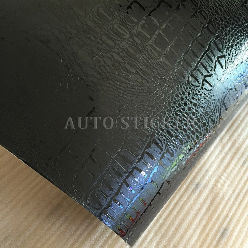 50CMX100-200-300-500CM-Black-Crocodile-Skin-Vinyl-Wrap-With-Air-release ...
