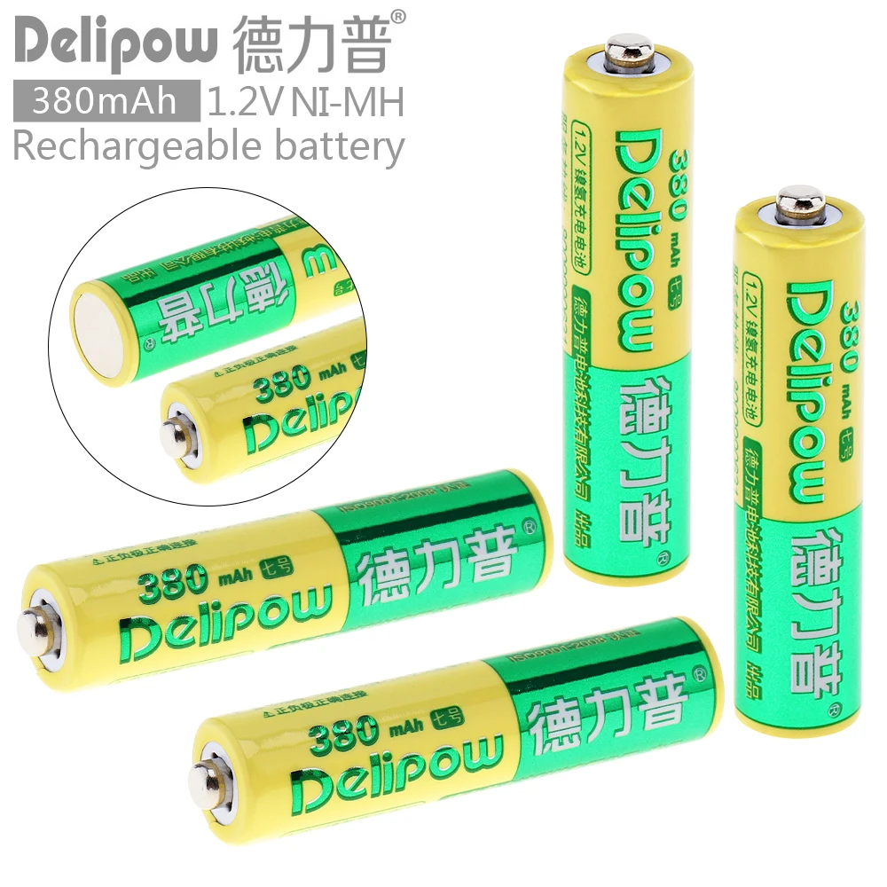Delipow 4pcs AAA 1.2V 380mAh High Energy Ni Mh LSD Rechargeable Battery ...