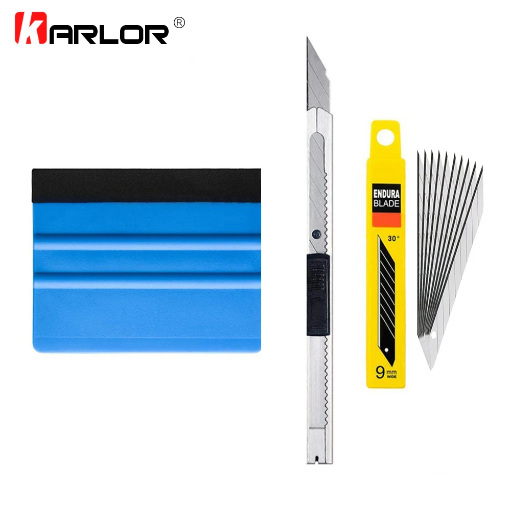 자동차 스퀴지 스크레이퍼 포장 도구 차량 비닐 랩 필름 스티커 설치 키트 커터 나이프 자동차 액세서리 세트당 3 개