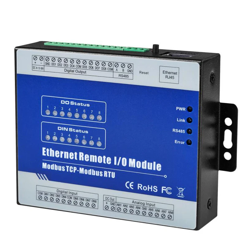Isolated IOT RTU RS485 to RJ45 Converter Ethernet Remote IO Module Supports Modbus RTU/ASCII ...