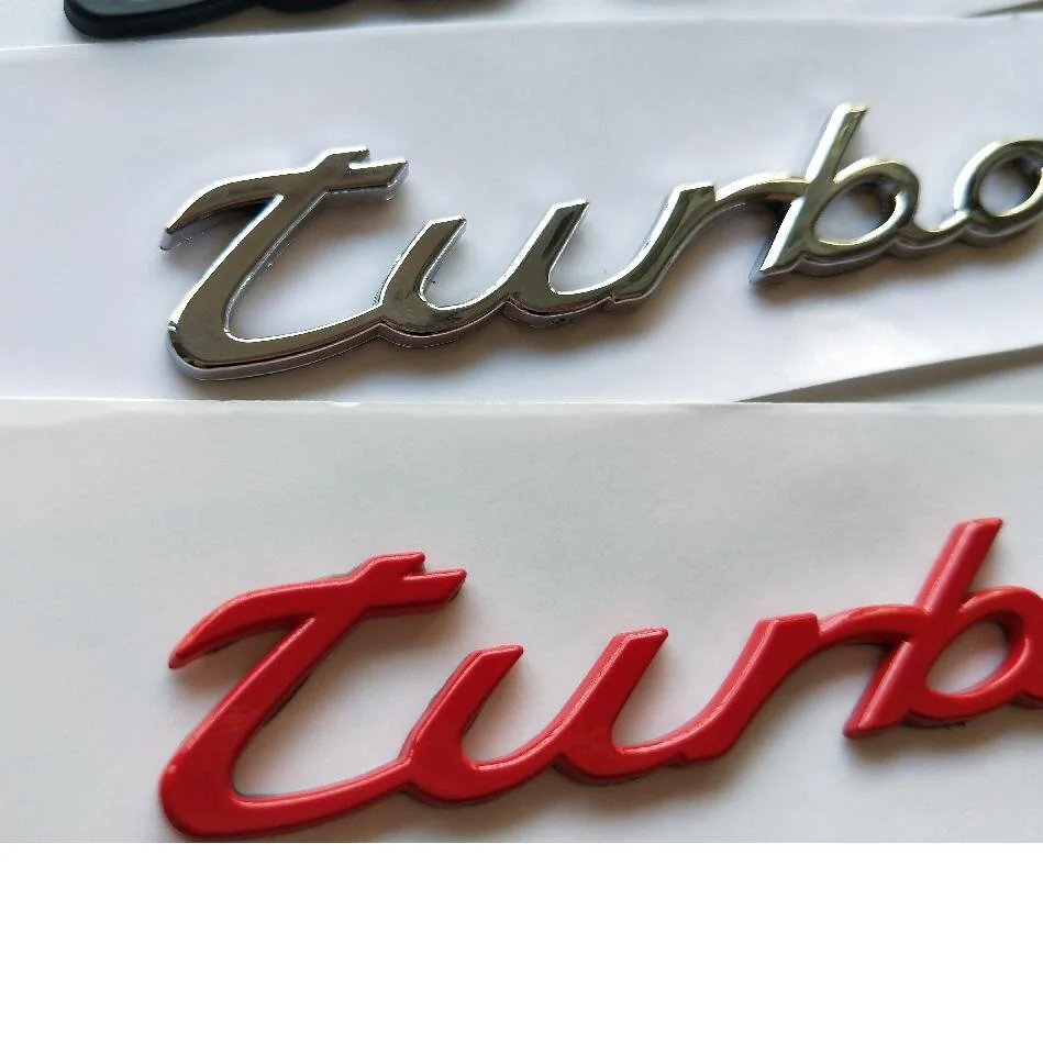 Chrome Black Red Letters " turbo " Words Car Trunk Lids Lip Front Badge ...