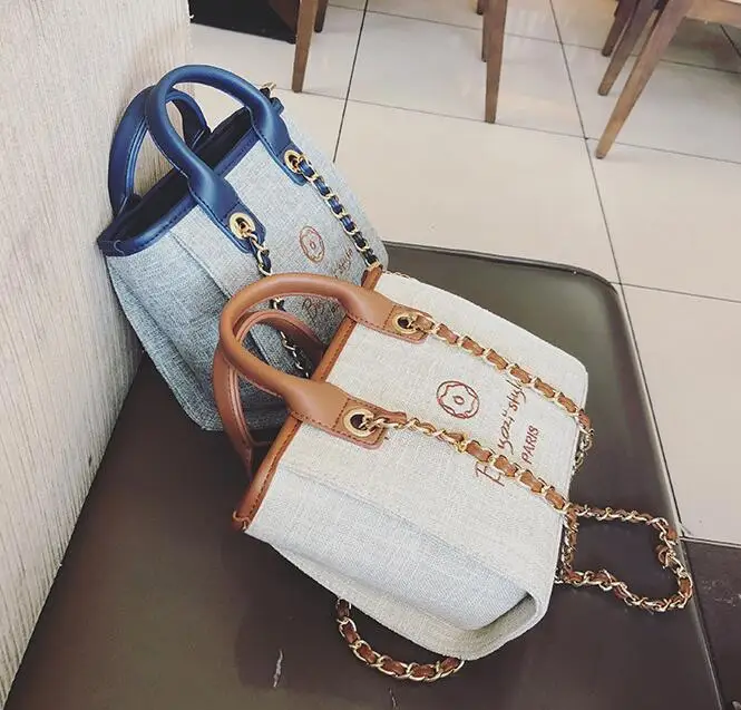 Fashion Chains Women Shoulder Bag Canvas Flap Female Causal Totes ...