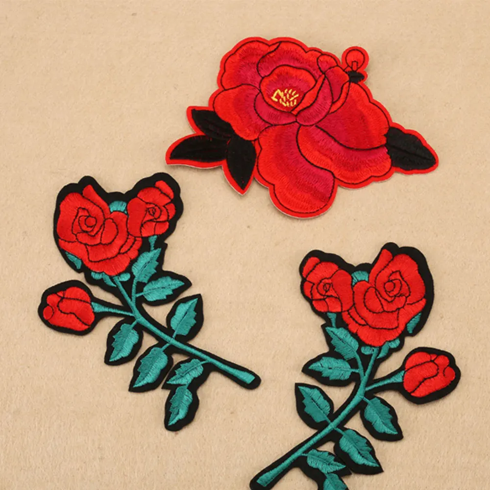 Rose Flower Patch for Clothing Iron on Embroidered Sew Applique Cute ...