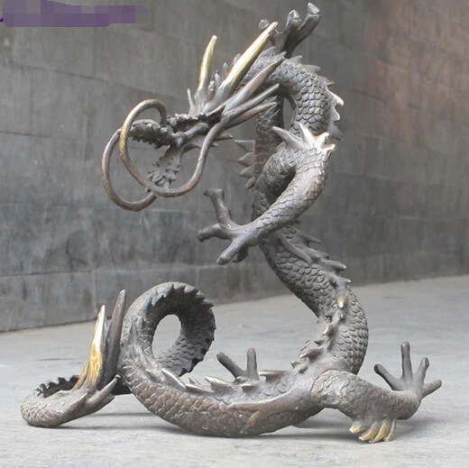 SUIRONG-409-10-China-Uncommon-RARE-100-pure-Bronze-Roar-Tendrils-dragon ...