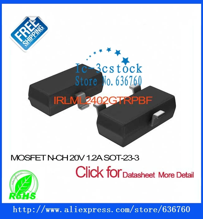 IRLML2402GTRPBF mosfet n ch 20 v 1.2a sot IRLML2402GTRPBF 2402 ...