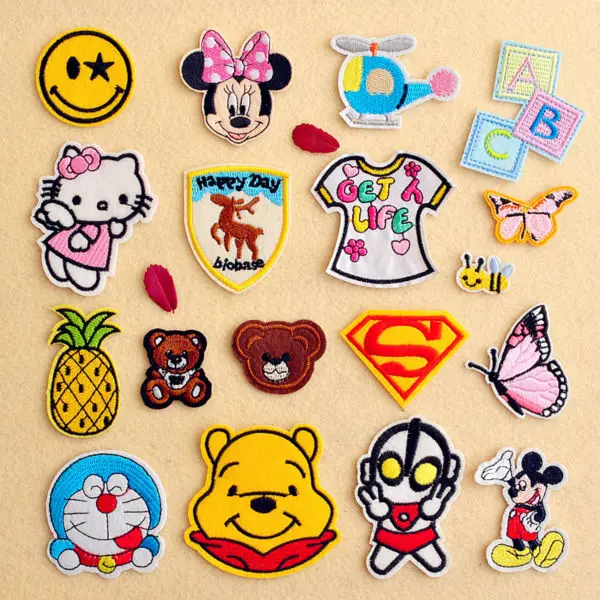 Free Shipping Cartoon Clothing Patches 18pcs Lot Embroidered Iron On