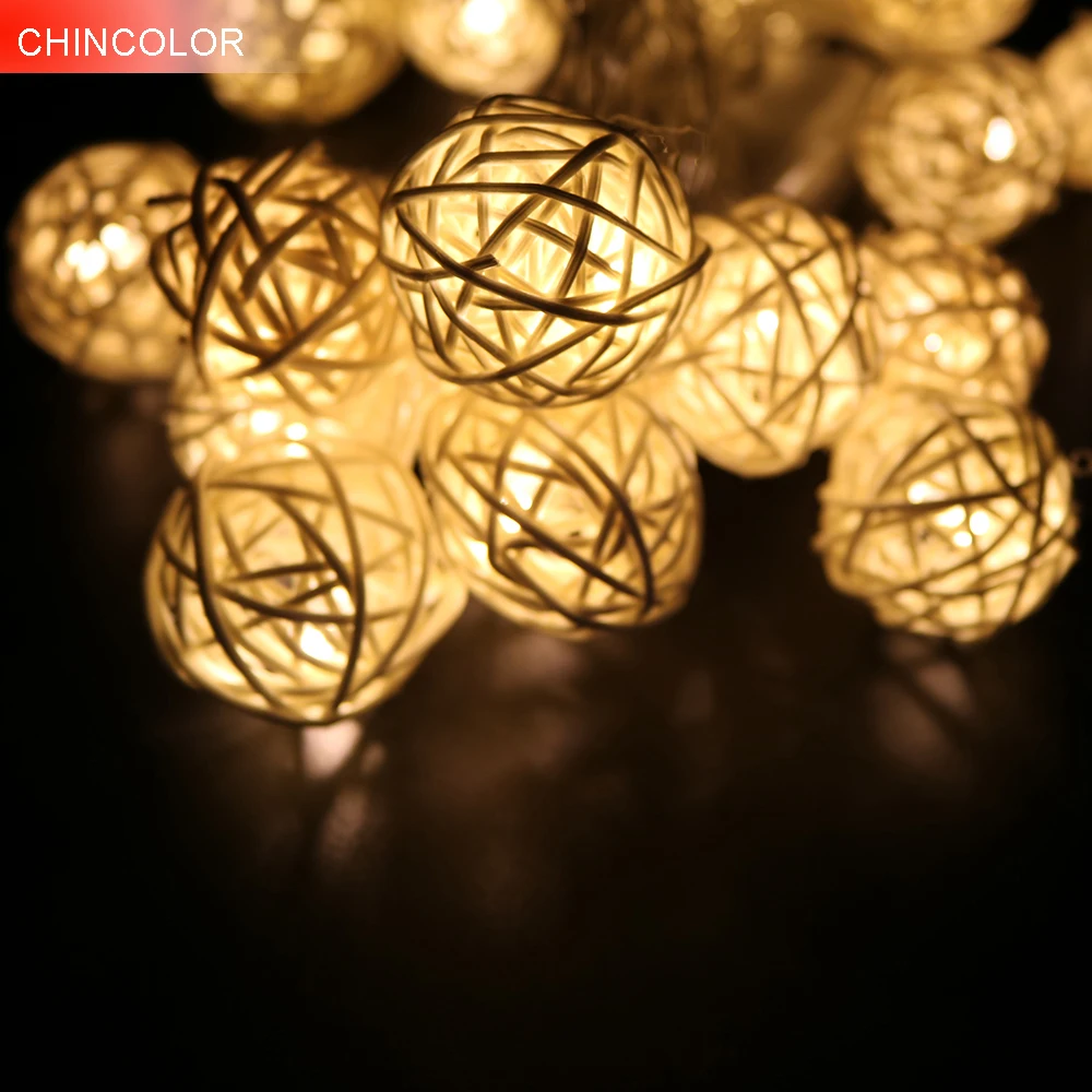 RGB Warm White Led string light 2M 20LEDs powered by AA battery Rattan ...