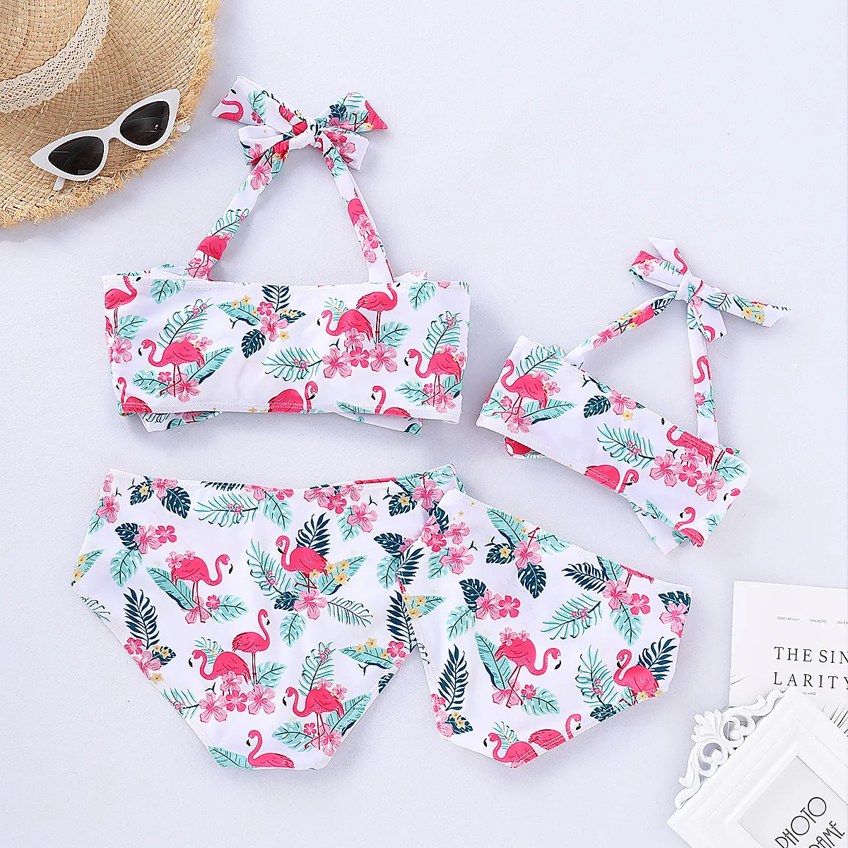 Flamingo Mother Daughter Swimsuits Family Look Mommy and Me Swimwear ...
