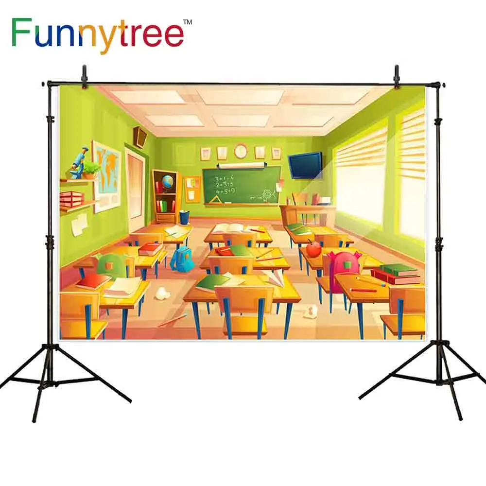 Funnytree Back To School Cartoon Student Backdrop Photo Studio ...