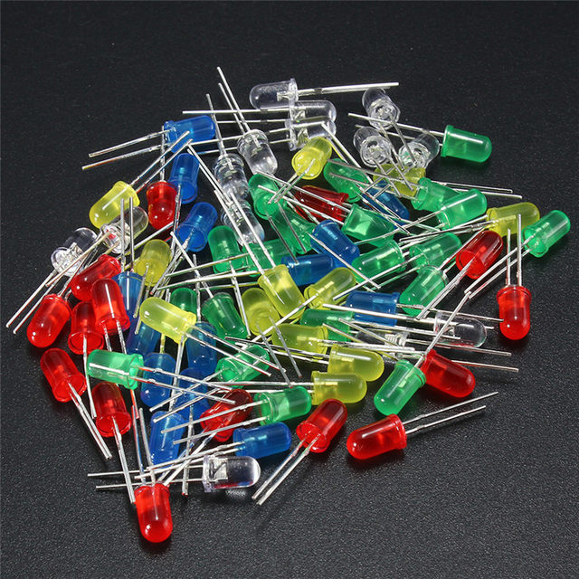 50Pcs/lot 5mm LED Light Diodes Round Top Color Diffused LED Light ...