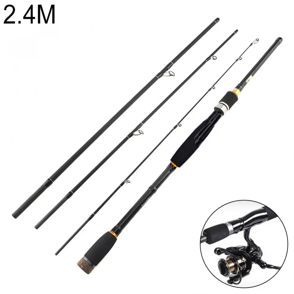 2.4m 4 Section Carbon Fiber Lure Fishing Rod M Power Ultra Light ...