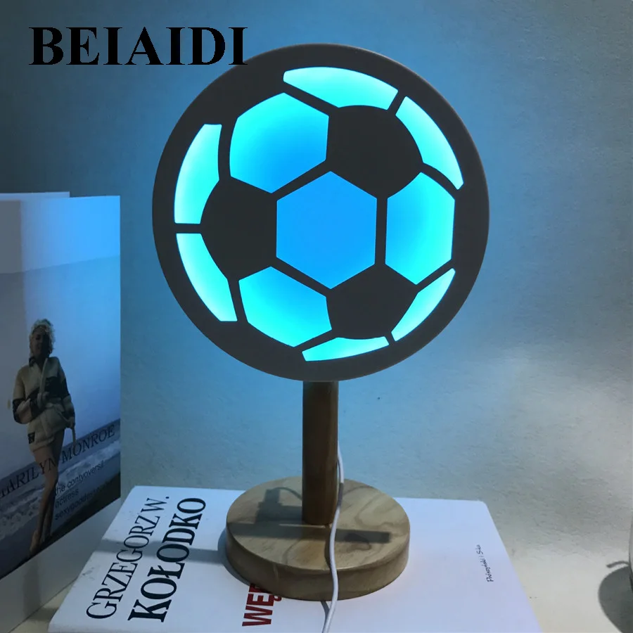 BEIAIDI 3D Football LED Night Light Atmosphere Bedside Table Desk Lamps ...