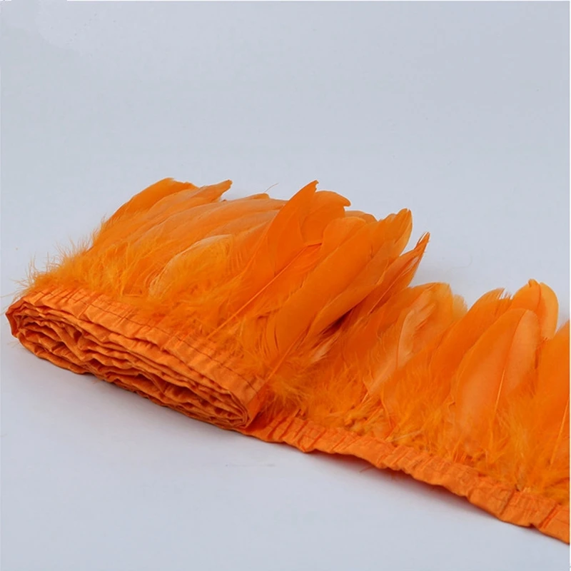 Plume de déco,Bandes en plumes d'oie teintées pour robe, rubans de ...