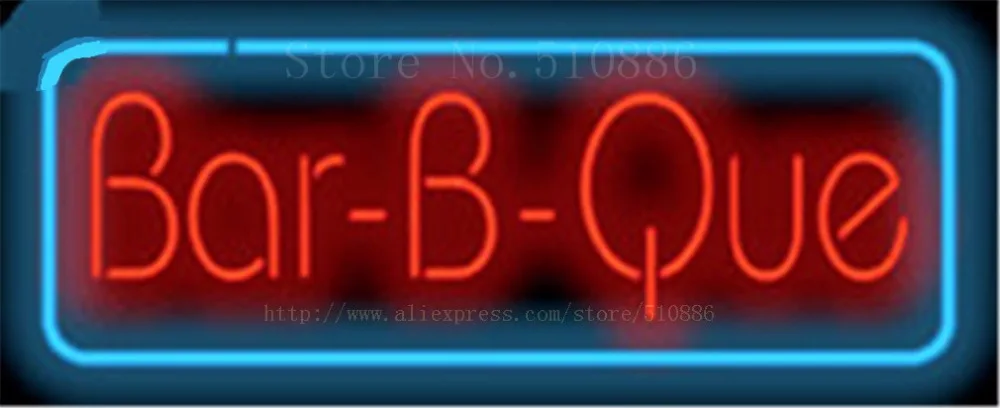 Bar B Que BBQ Barbeque Glass Tube neon sign Handcrafted Display Light ...
