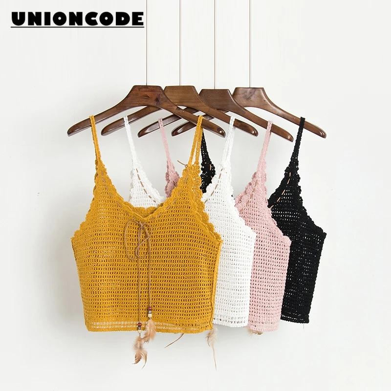 Women Camisole Vintage Lady Sunmmer Beach Crochet Lace Bralette Knitted ...