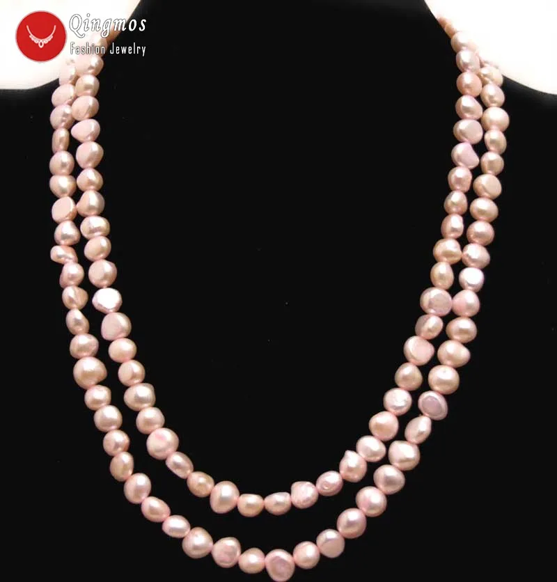 Freshwater Pearl Necklace Pink | Pearl Necklace Long Pink Color ...
