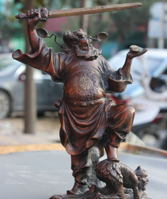 chinese bronze copper Zhong Kui blessing God Chung Kuei sword evil ...