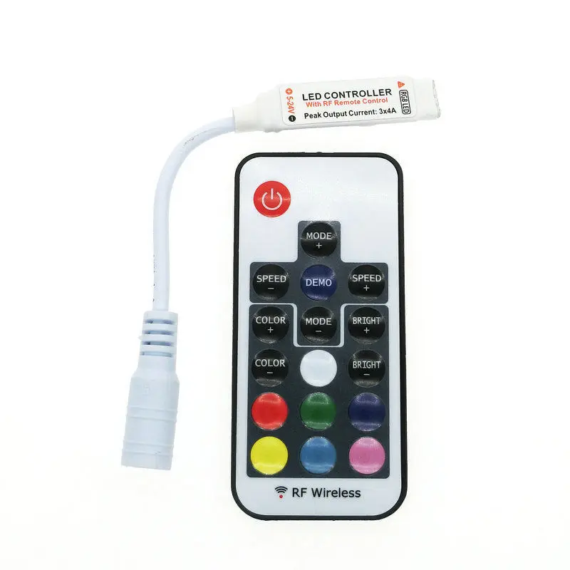 DC5 24V Mini de 17 teclas RF, Control remoto inalámbrico 3528 5050 RGB ...