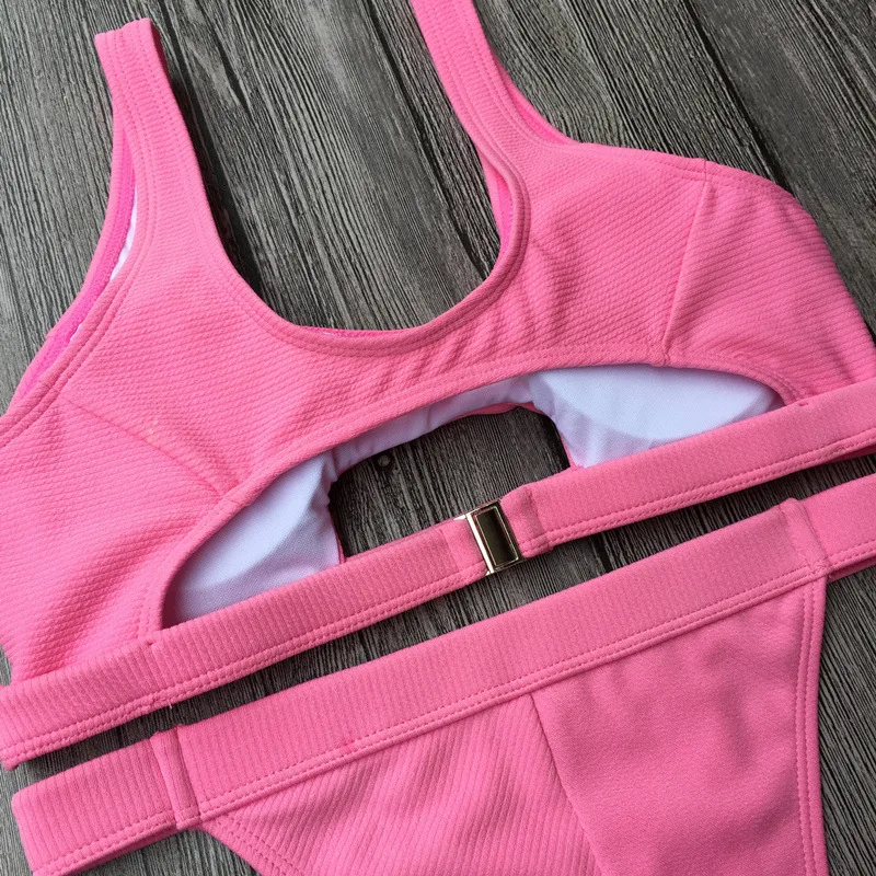 Best Seller Swimwear Women Hollow Bandeau Bikini Push Up Sexy Solid ...