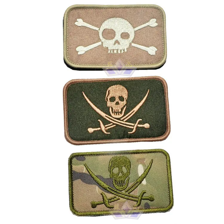 Sword Skull Embroidery Tactical Patch Cloth Military Morale Hook And ...