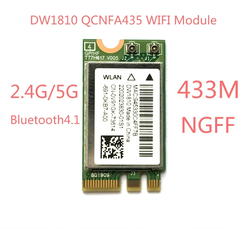 NEW DW1810 ac NGFF 433Mbps BT4.1 WiFi Wireless Network Card QCNFA435 ...