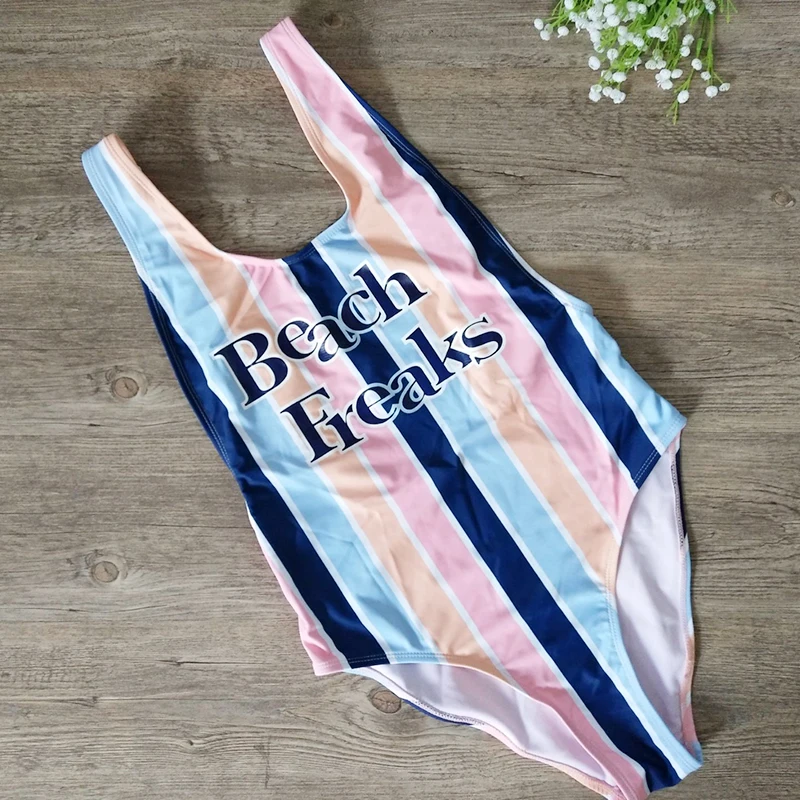 Xs Xxl Xxxl New 2018 Letter Print Large Size Swimwear Sexy Backless One