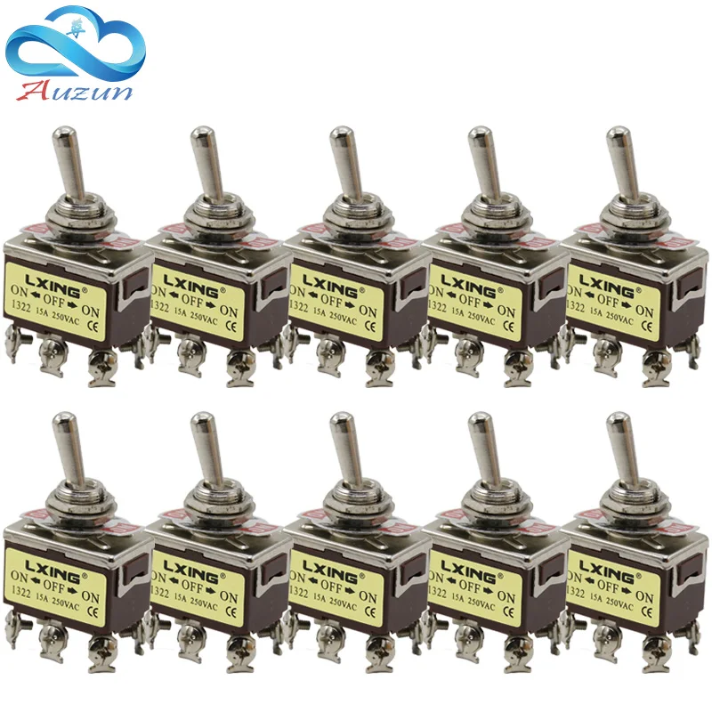 10pce Button Switch E-ten1322 Rocker Arm Toggle Switch 6 Foot 3 Double ...