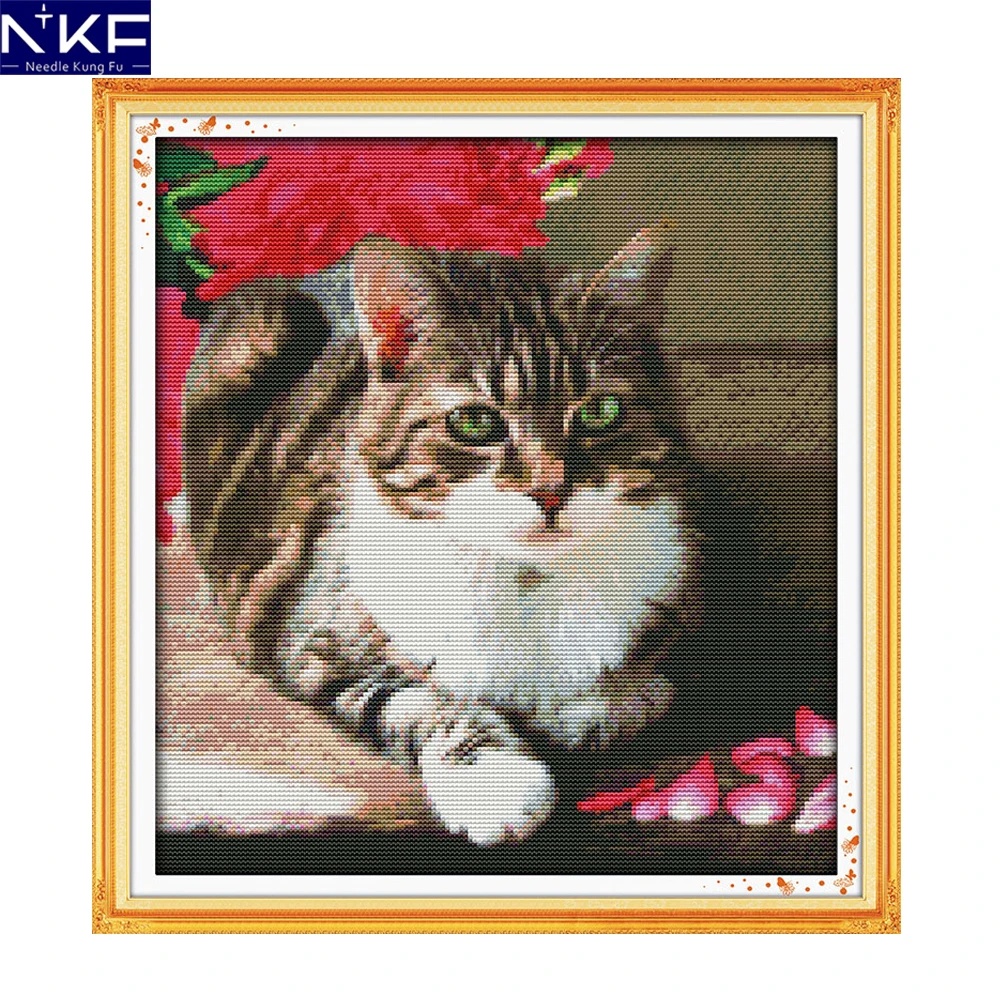 Nkf Lovely Cat Cross Stitch Handmade Craft Needlework Embroidery Kit ...