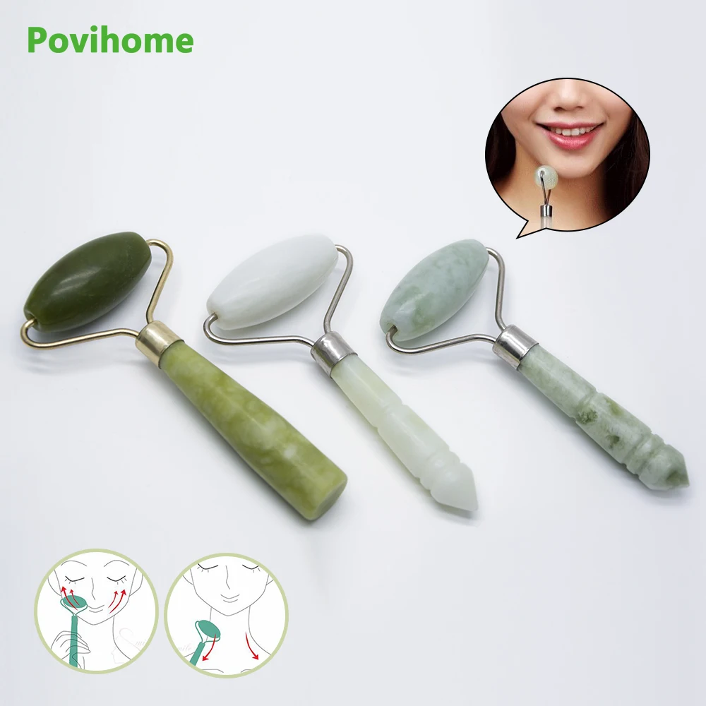 Facial Roller Massager Anti Aging Real Jade Stone Roller For Face Eyes