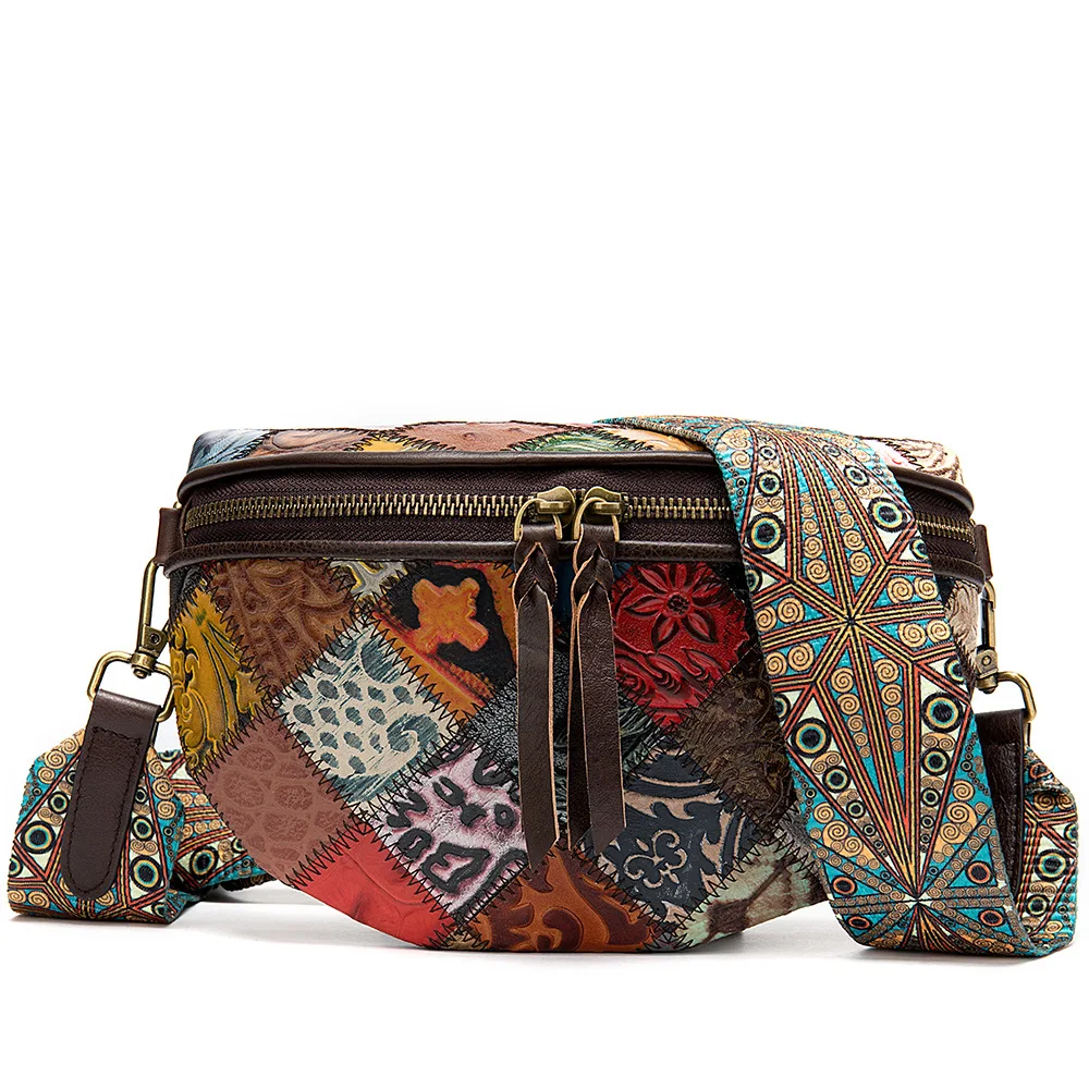 Vintage Messenger Bag Summer Flowers Stitched Patchwork Bag - Stylish Bags