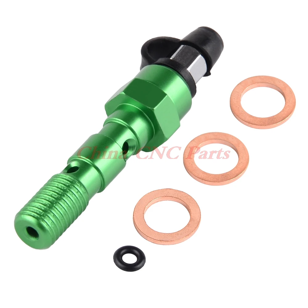 M10 1.0 1.25 Thread Double Banjo Bolt with Bleeder Screw Washer Dust ...