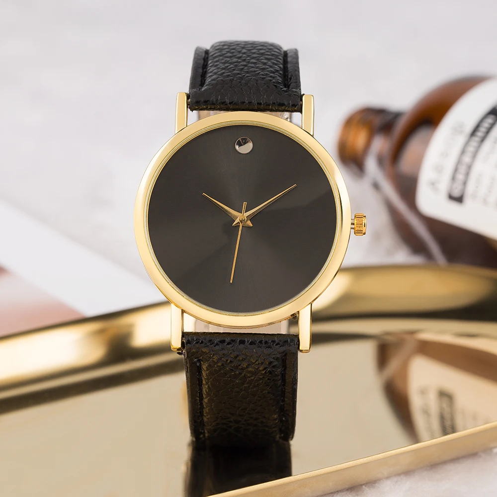 Minimalist Button Twelve Dial Unisex Wrist Watch Casual Simple Pu ...