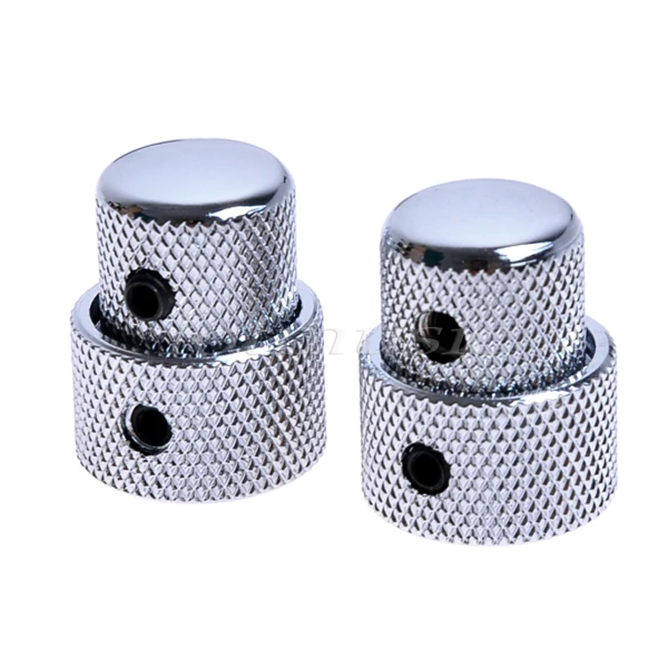 2 Sets Chrome Metal Dual Screw Style Control Knob for Dual Pot New ...