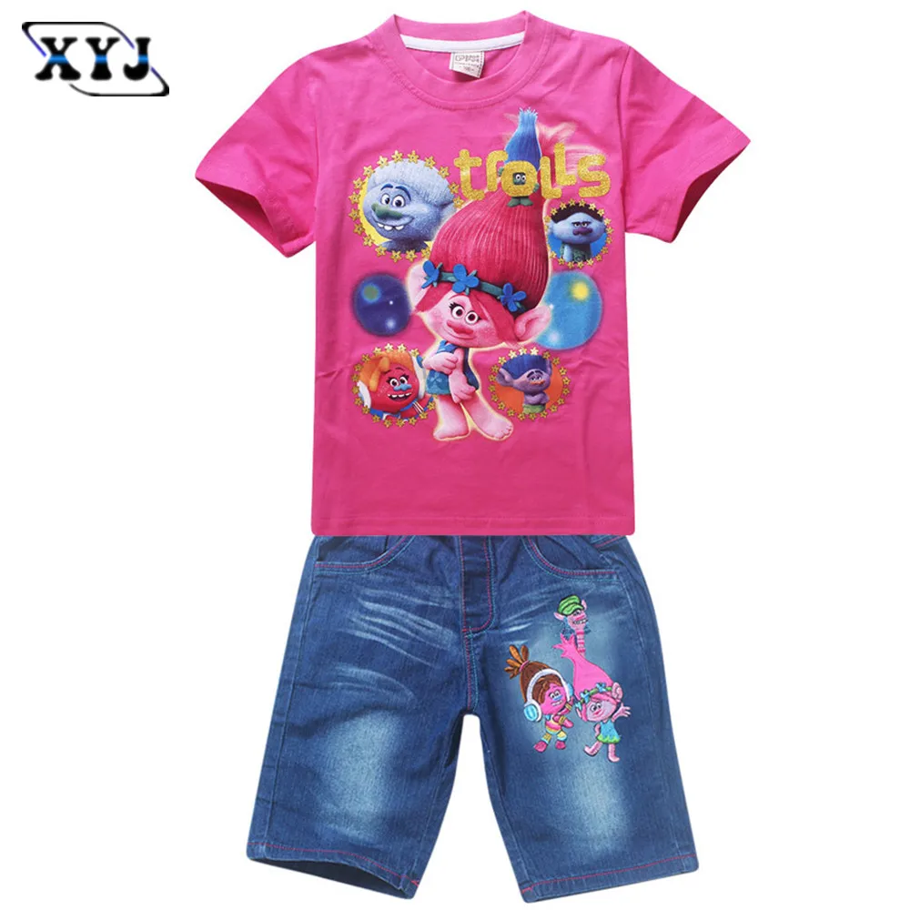 2017 Summer Trolls Movie Costume For Girls Clothing Set Kids Two Piece ...
