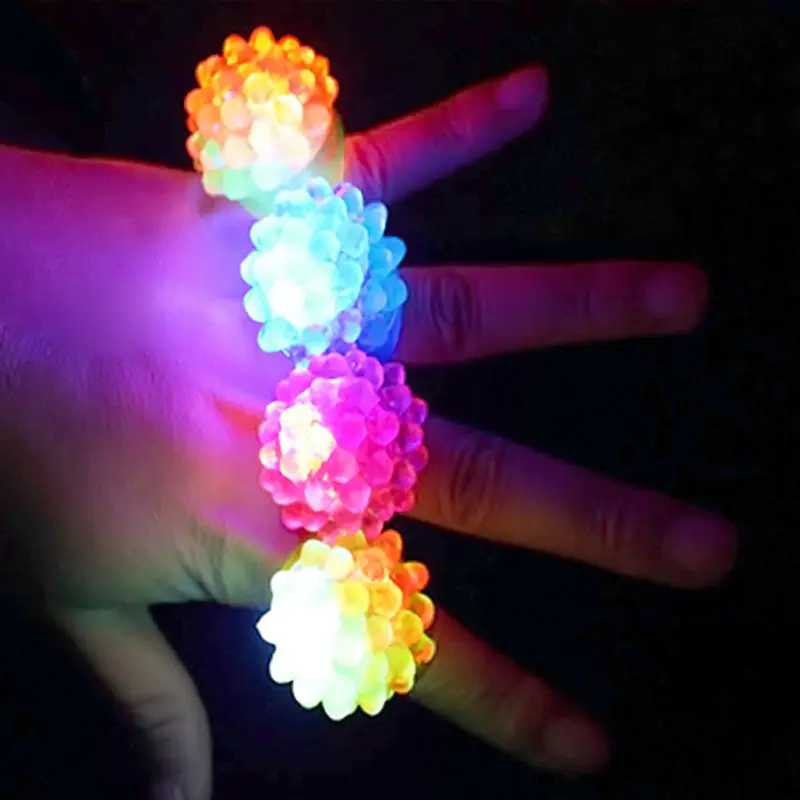 New Light Up Jelly Bumpy Rings Flashing LED Bubble Rave Party Favors ...
