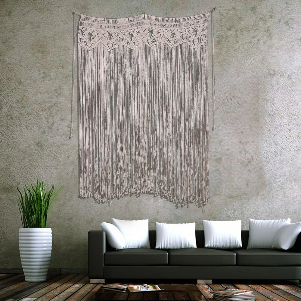 Макраме настенный гобелен 180x150 см хлопок ручной работы Тканые настенные гобелены большой Бохо