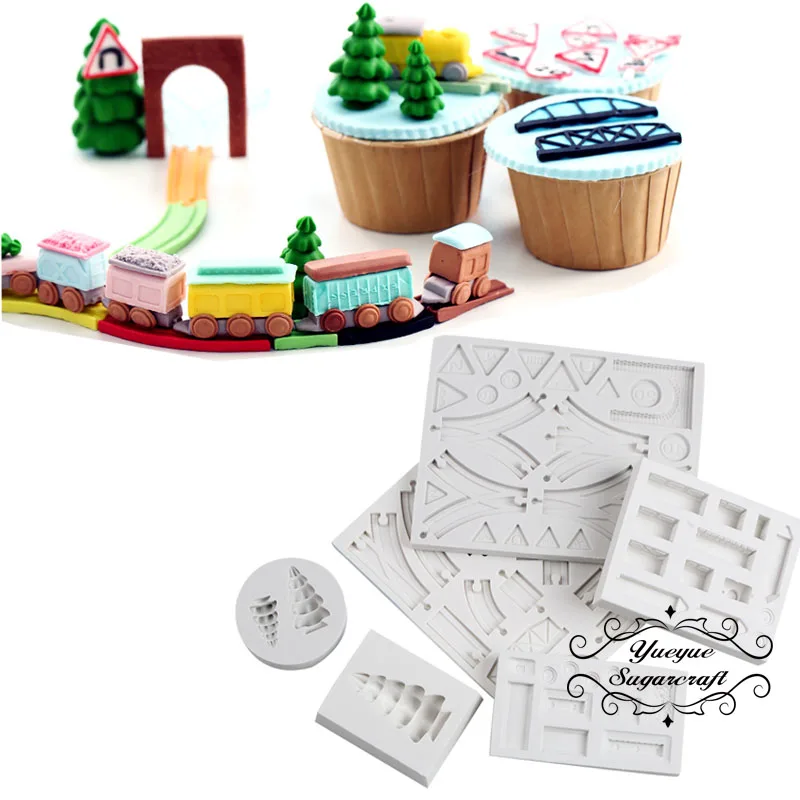 Yueyue-Sugarcraft-6pcs-train-track-Silicone-mold-fondant-mold-cake ...