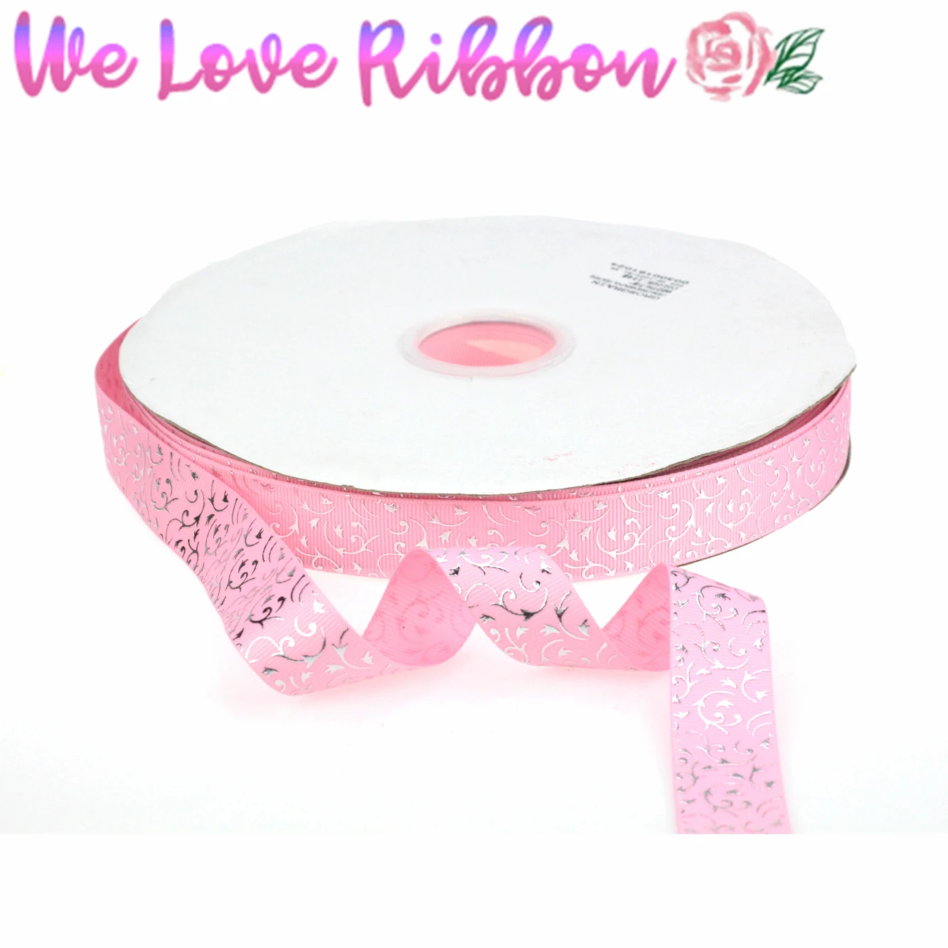 7/8"22mm DIY Party Decor Webbings Pink Bottom Hot Silver Swril Patterns ...