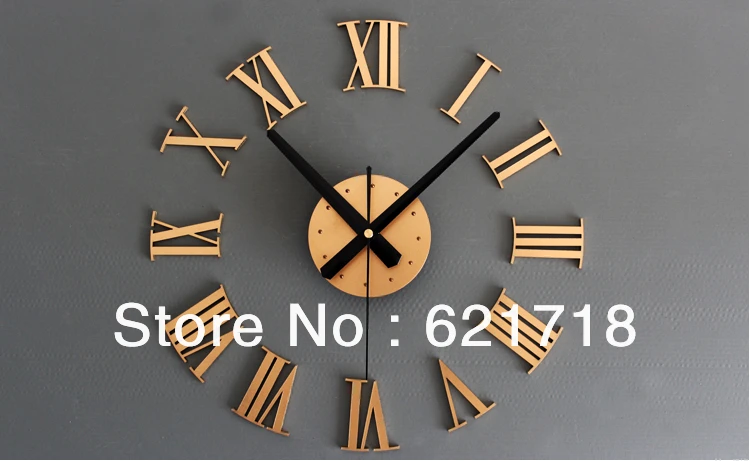 DIY 3D three dimensional metallic silver Roman wall clocks digital ...