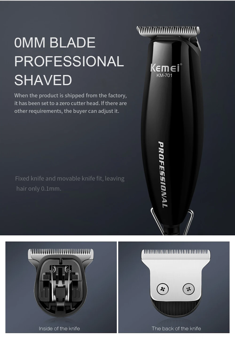 Kemei Professional Modelling Hair Trimmer 0mm Baldheaded Powerful ...